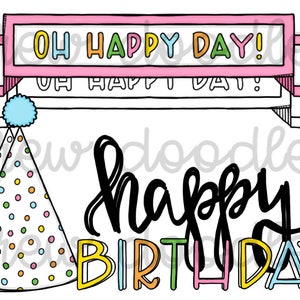 Birthday Doodles Digital Clip Art Set- Color and Black Line COMBO ...