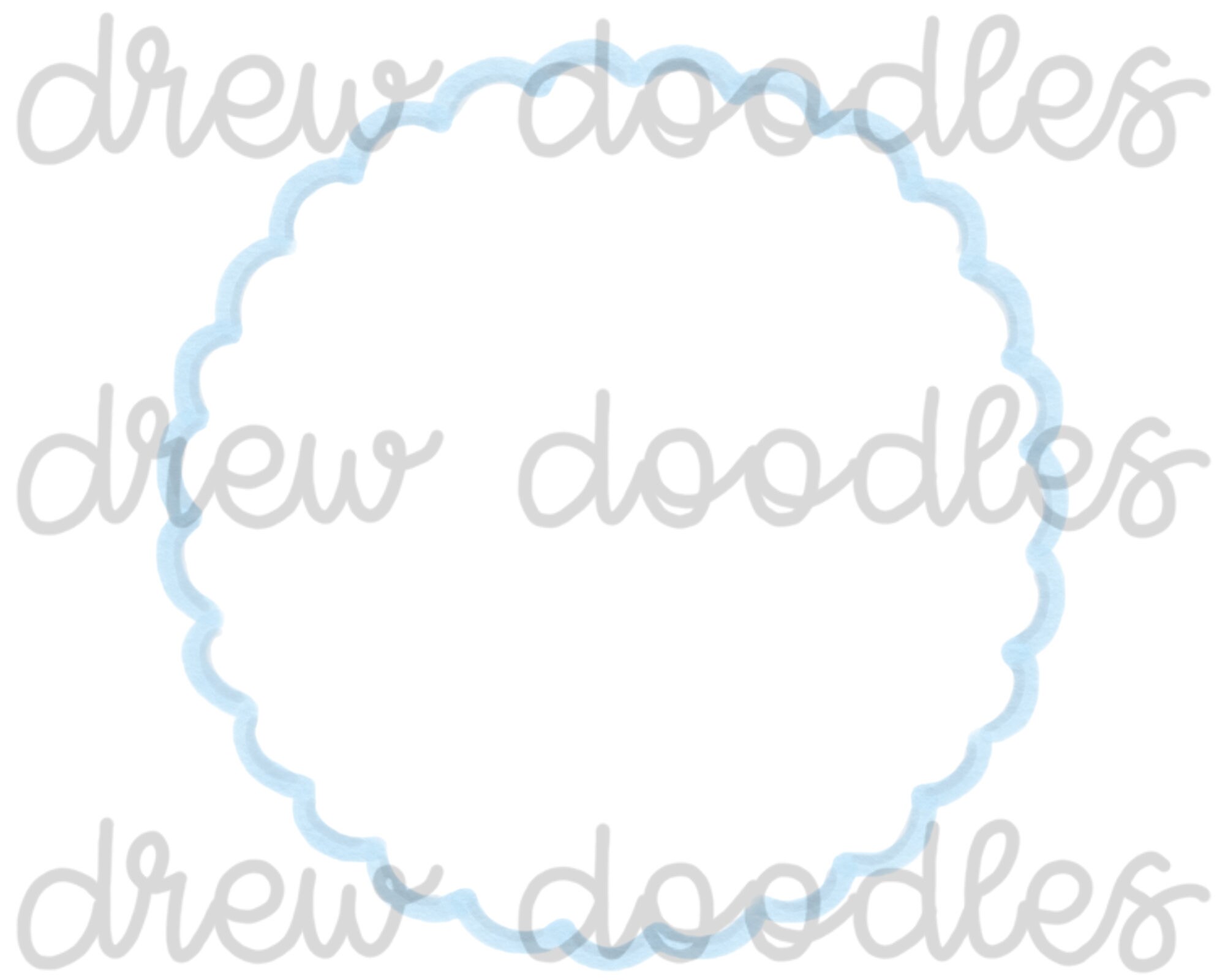 Watercolor Blue Bow Scallop Circle Frame Digital Clip Art - Etsy