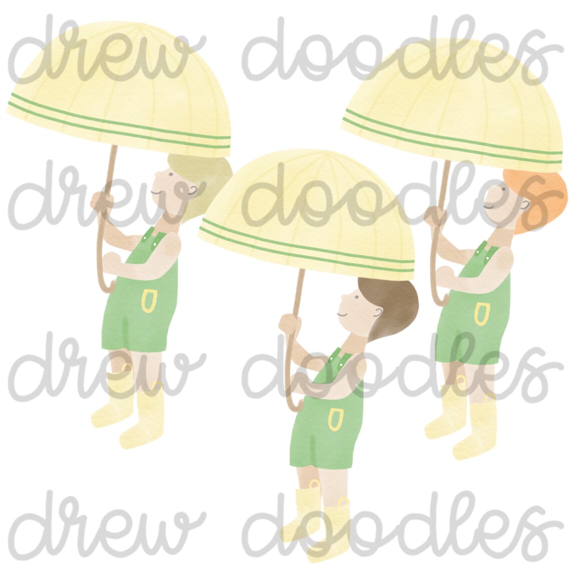 Watercolor Umbrella Boys Digital Clip Art Set Instant | Etsy