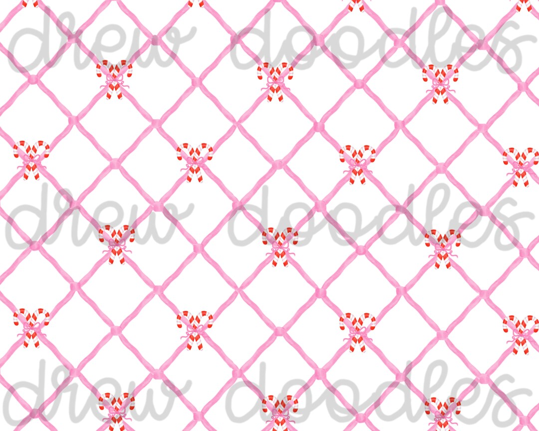 Watercolor Candy Cane Pink Trellis Digital Papers Backgrounds- Instant ...