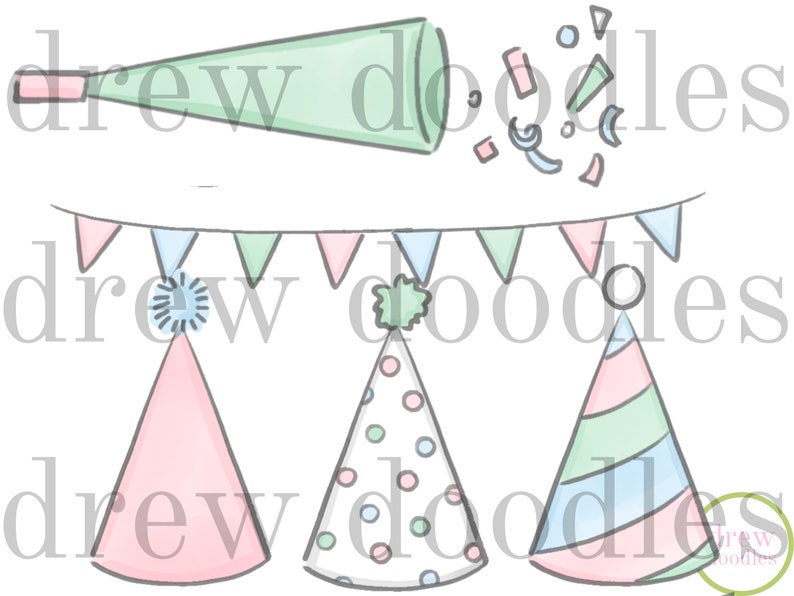 Watercolor Pastel Birthday Jumbo Digital Clip Art Set- Instant Download ...