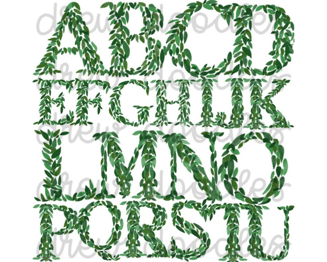 Watercolor Boxwood Greenery Alphabet Digital Clip Art Set- Instant ...