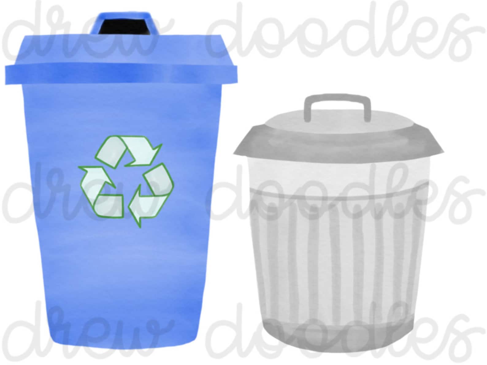 Watercolor Garbage Trash Recycling Digital Clip Art Set | Etsy