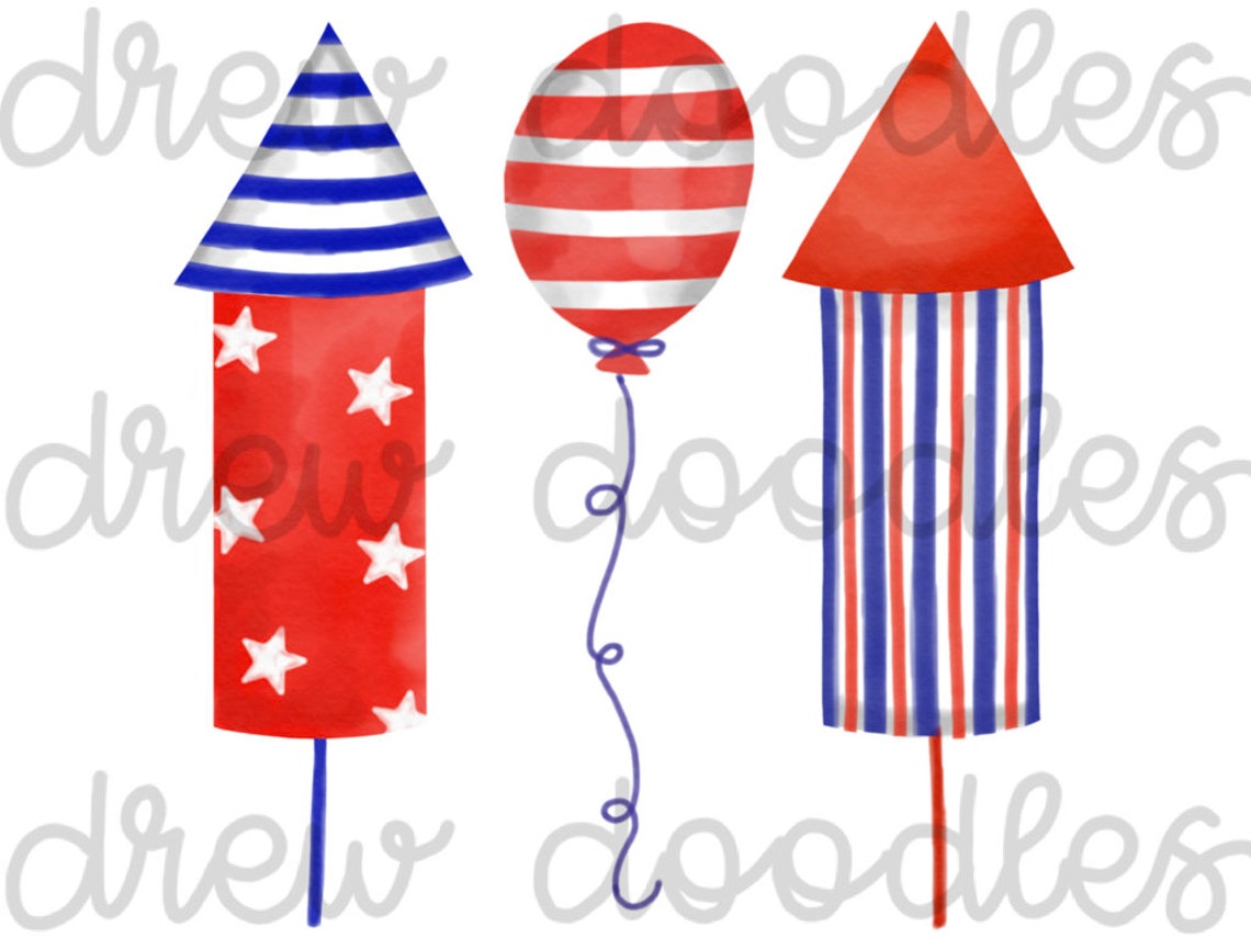 Watercolor Red White and Blue Digital Clip Art Set Instant - Etsy