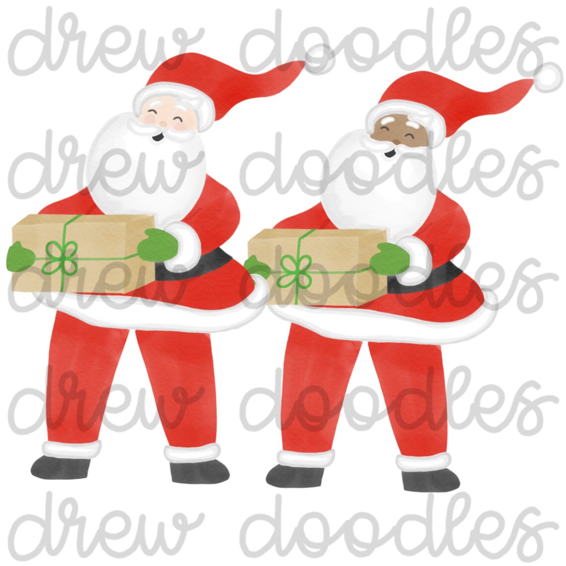 Watercolor Vintage Christmas Digital Clip Art Set Instant - Etsy