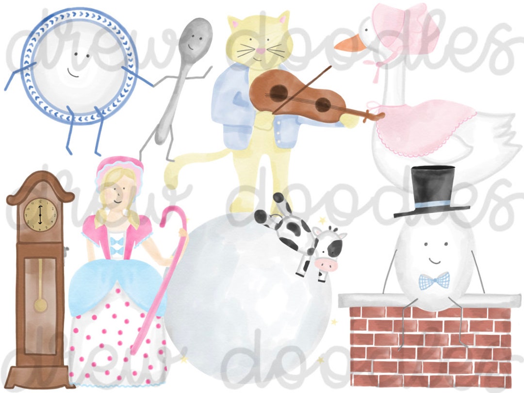 Watercolor Nursery Rhymes Digital Clip Art Set- Instant Download - Etsy