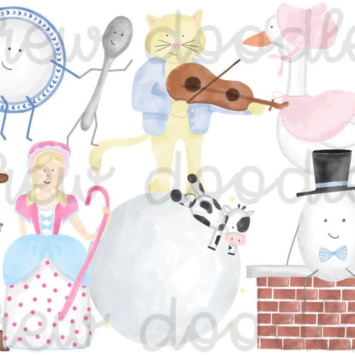 Watercolor Nursery Rhymes Digital Clip Art Set Instant - Etsy