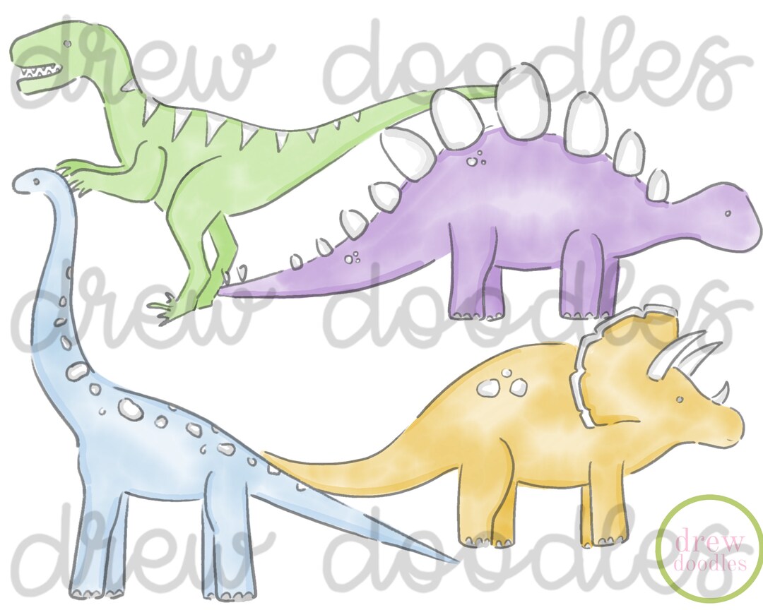 Watercolor Dinosaurs Digital Clip Art Set- Instant Download - Etsy
