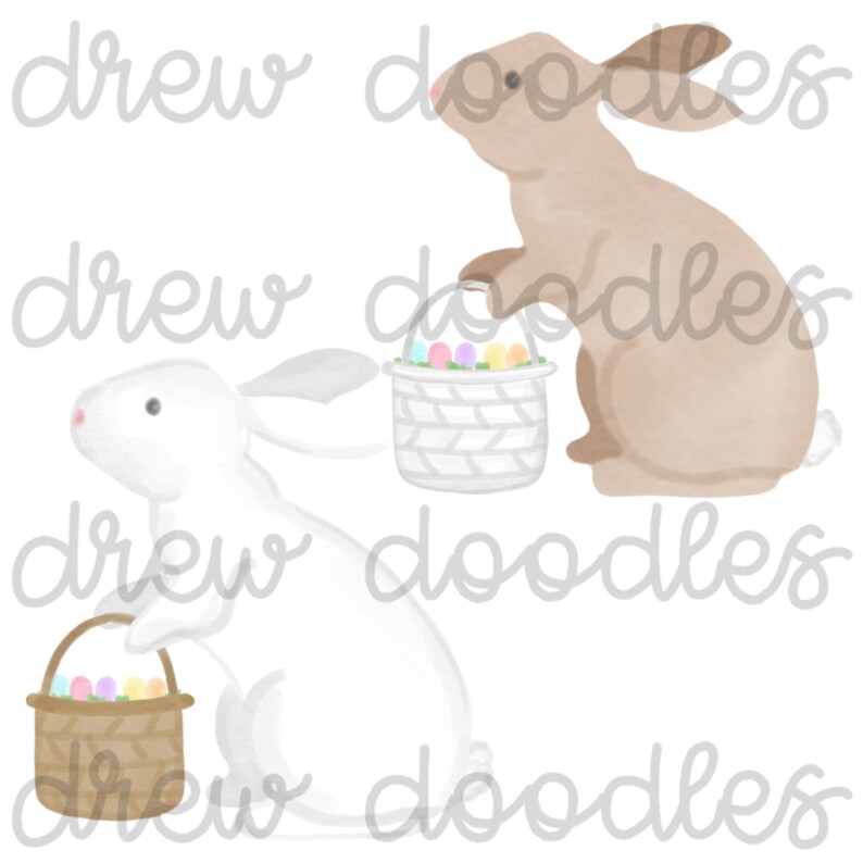 Watercolor Easter Bunnies Digital Clip Art Set- Instant Download - Etsy