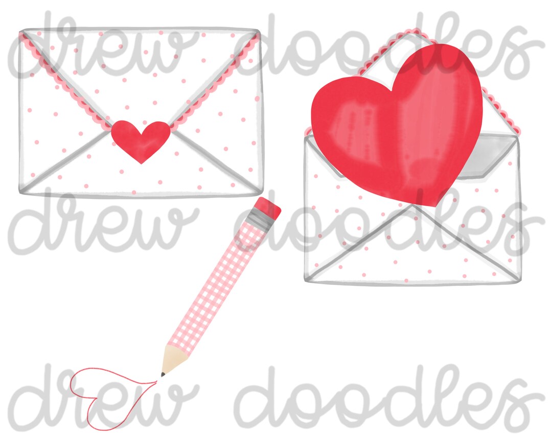 Watercolor Valentine's Day Love Letters Digital Clip Art Set- Instant ...