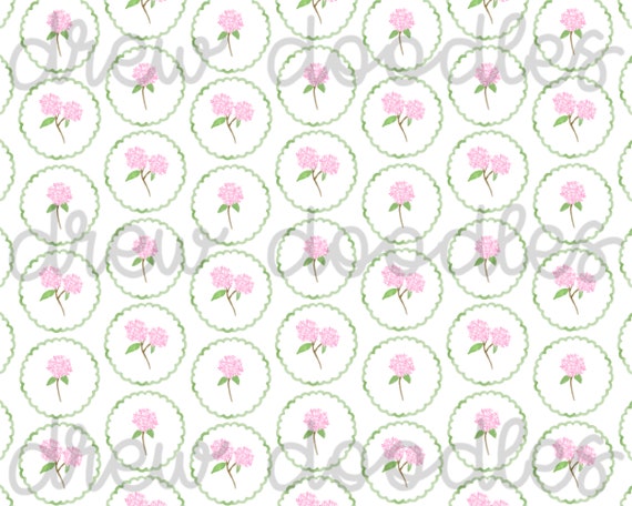 Watercolor Pink Hydrangea Print Pattern Digital Papers - Etsy