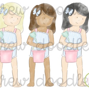 Watercolor Beach Girls Digital Clip Art Set- Instant Download - Etsy