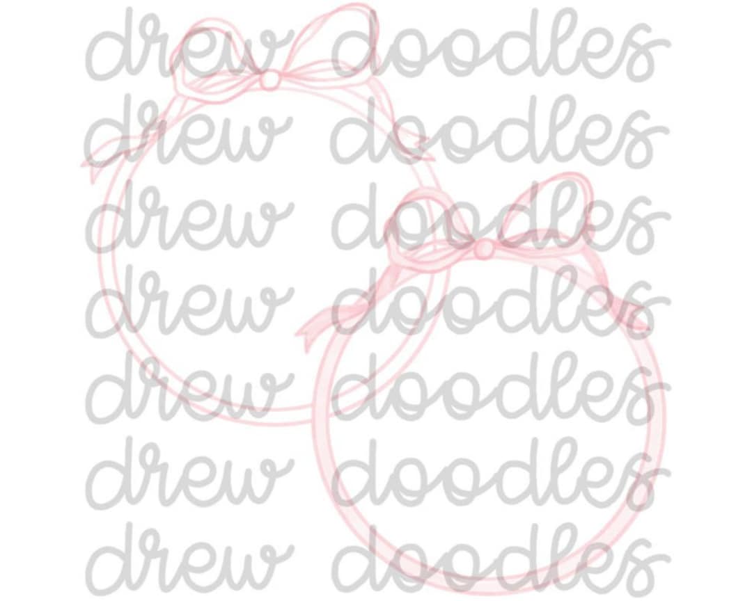 Watercolor Pink Bow Circle Frame- Digital Clip Art Set- Instant ...