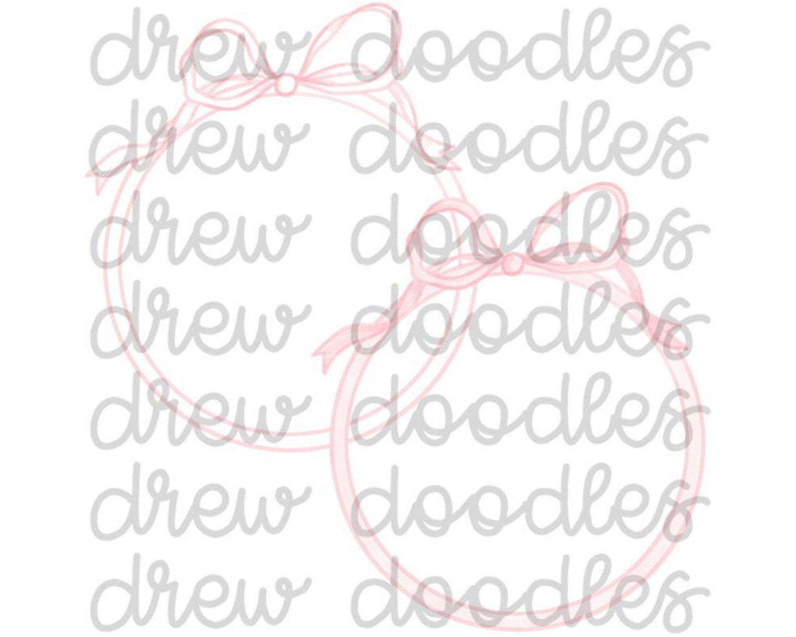 Watercolor Pink Bow Circle Frame Digital Clip Art Set - Etsy