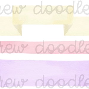 Watercolor Pastel Banners Digital Clip Art Set- Instant Download - Etsy