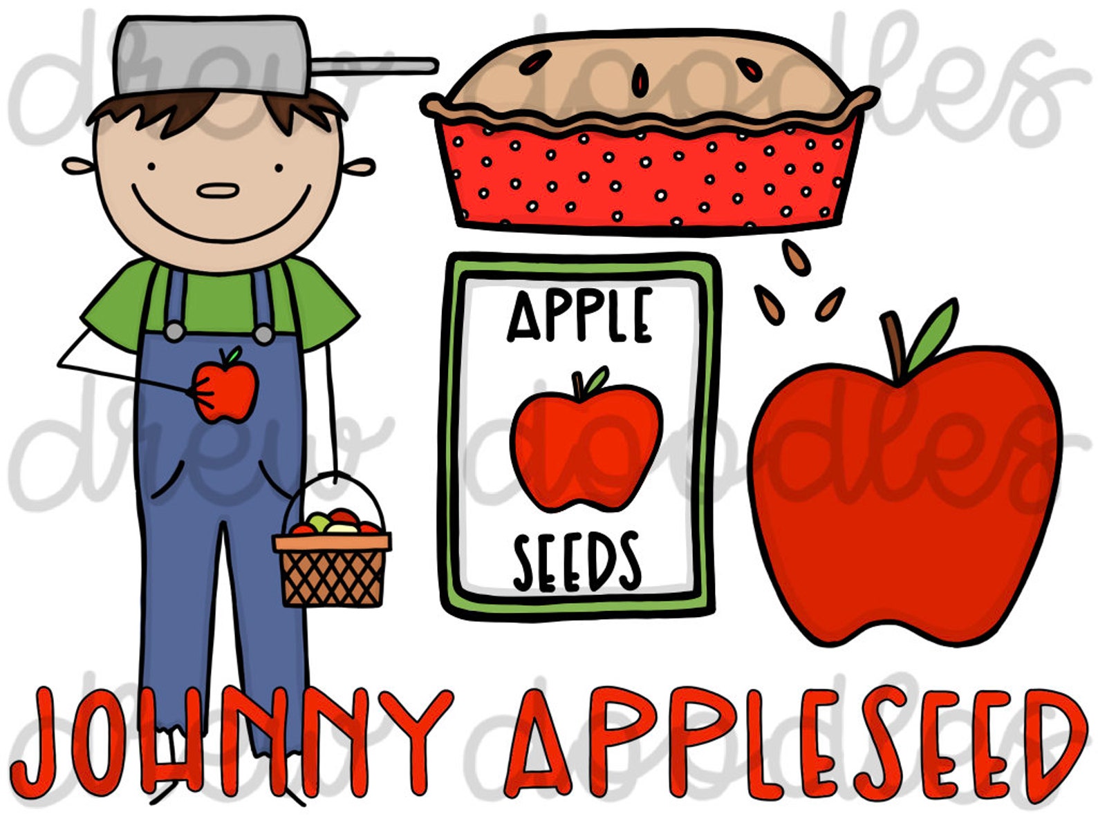 Johnny Appleseed Digital Clip Art Set Descarga instantánea | Etsy