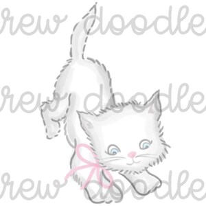 Watercolor Vintage Kitten With Bow Digital Clip Art Set- Instant ...