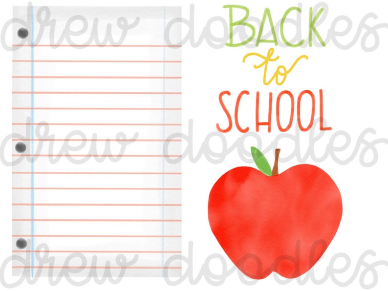 Watercolor Back to School Doodles Digital Clip Art Set - Etsy