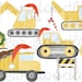 Watercolor Christmas Construction Trucks Digital Clip Art Set | Etsy