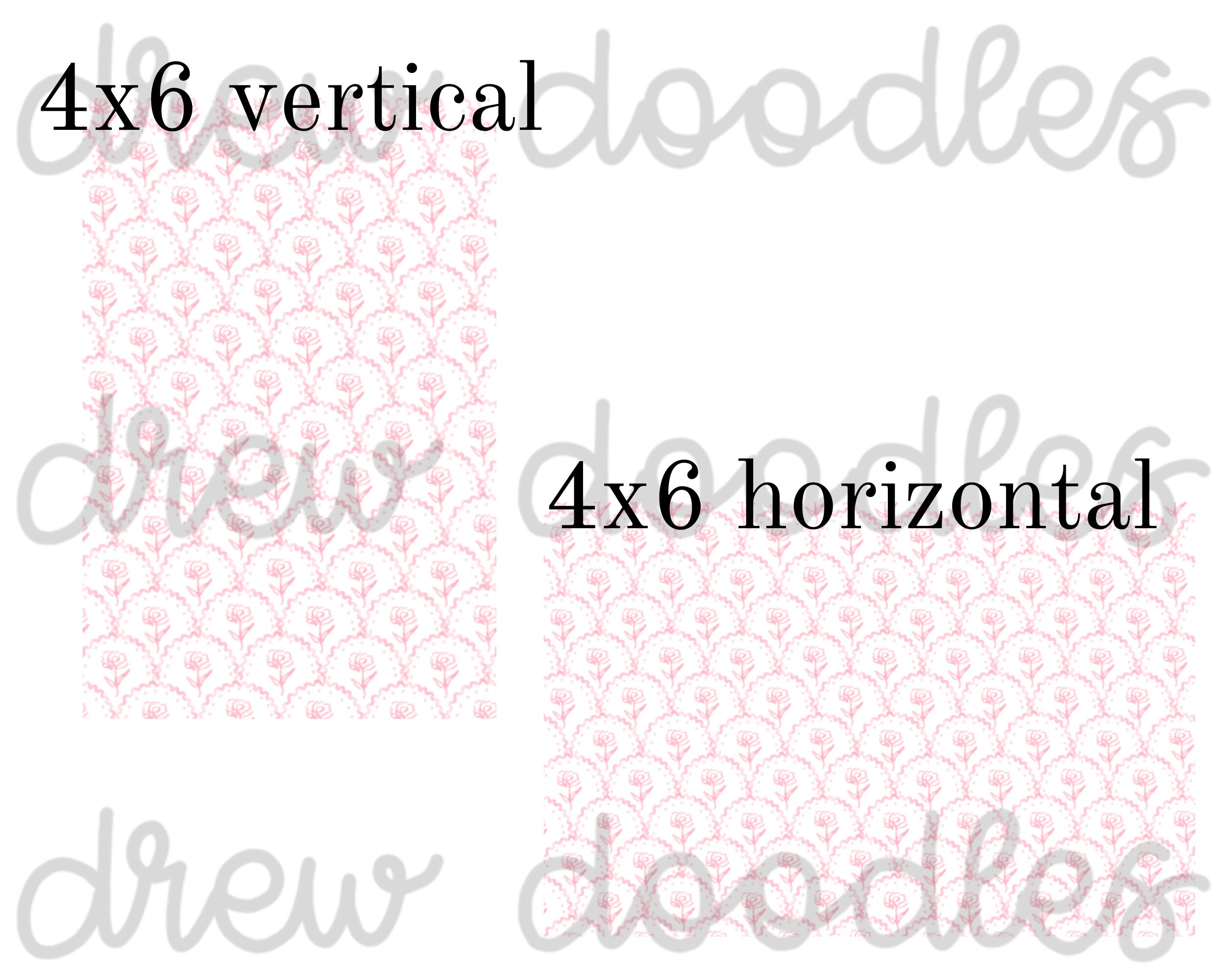 Watercolor Pink Peony Scallop Print Pattern Digital Papers - Etsy