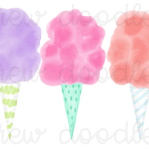Watercolor Cotton Candy Digital Clip Art Set- Instant Download - Etsy