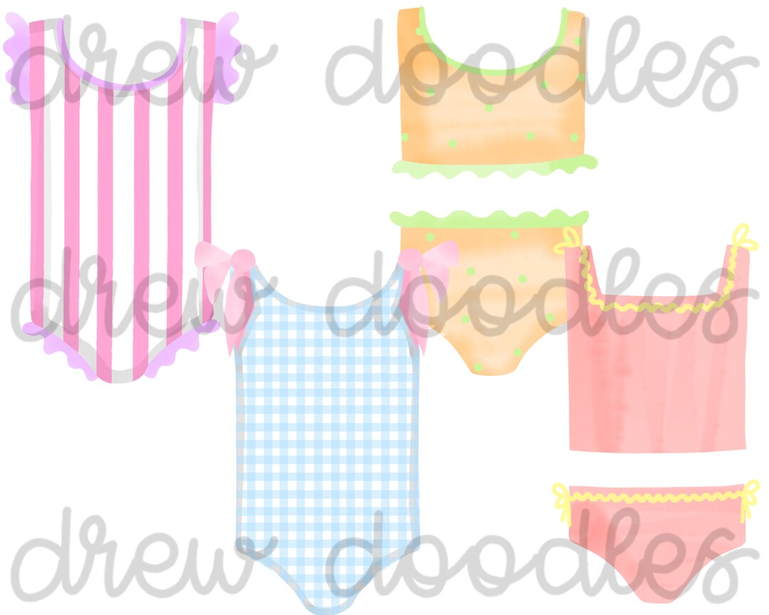 Watercolor Girls' Swim Digital Clip Art Set- Instant Download - Etsy