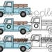 Christmas Trucks Digital Clip Art Set- Color and Black Line COMBO ...