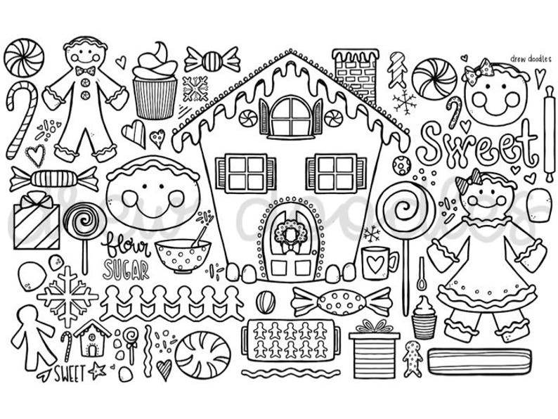 Gingerbread Digital Coloring Page Instant Download - Etsy