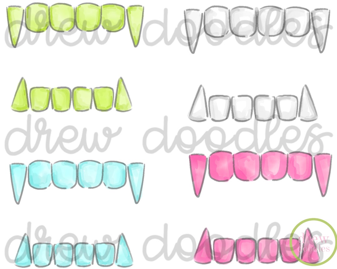 Watercolor Halloween Fangs Digital Clip Art Set- Instant Download - Etsy