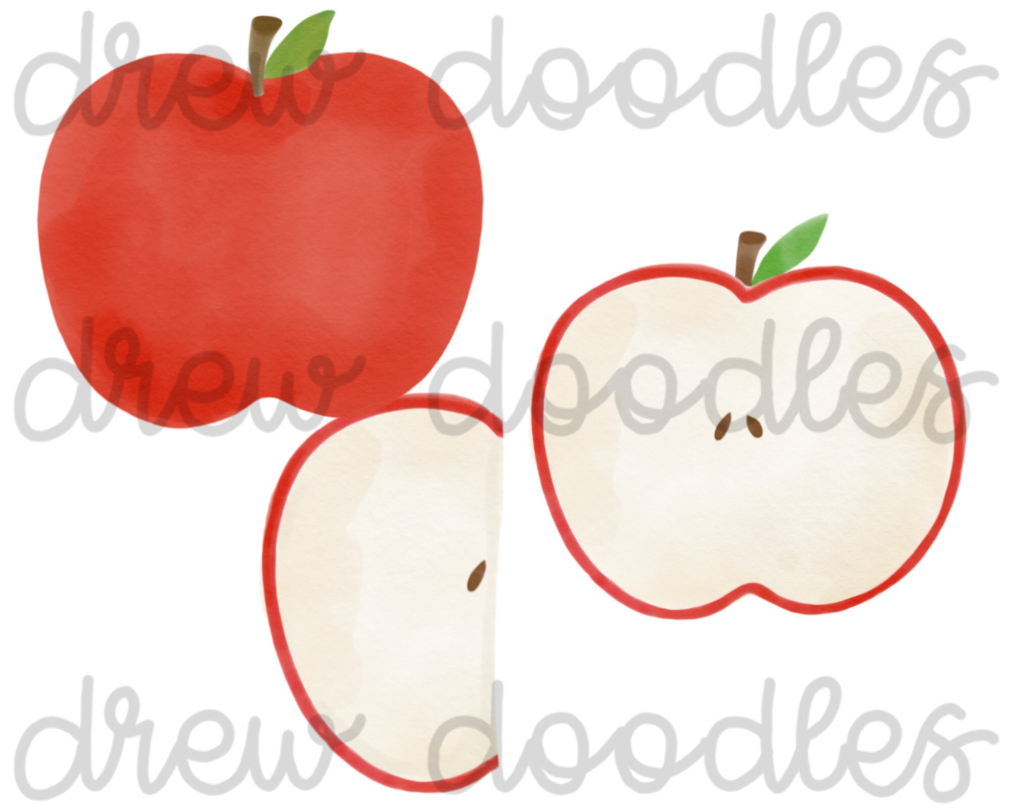 Watercolor Apples Digital Clip Art Set Instant Download - Etsy