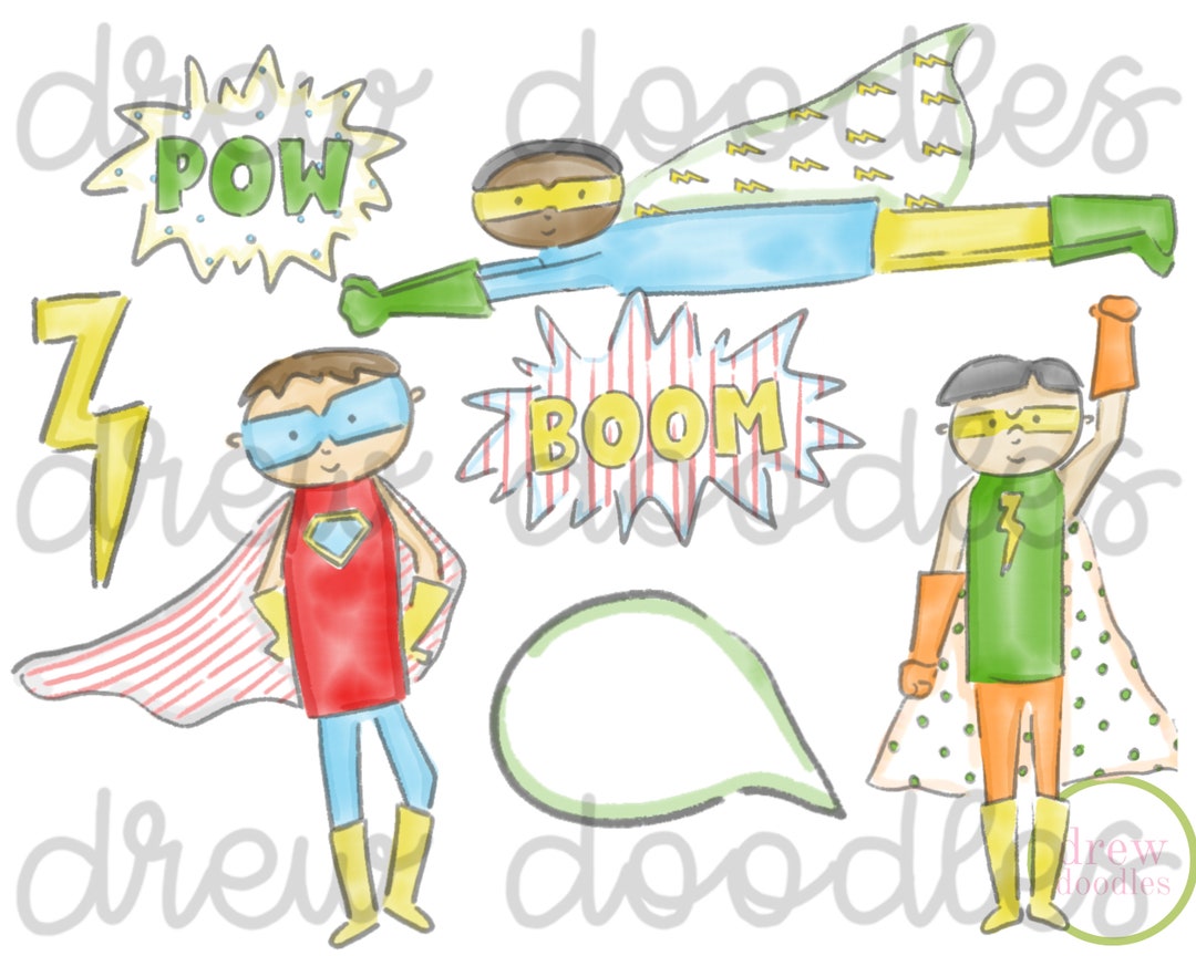 Watercolor Superheros Digital Clip Art Set- Instant Download - Etsy
