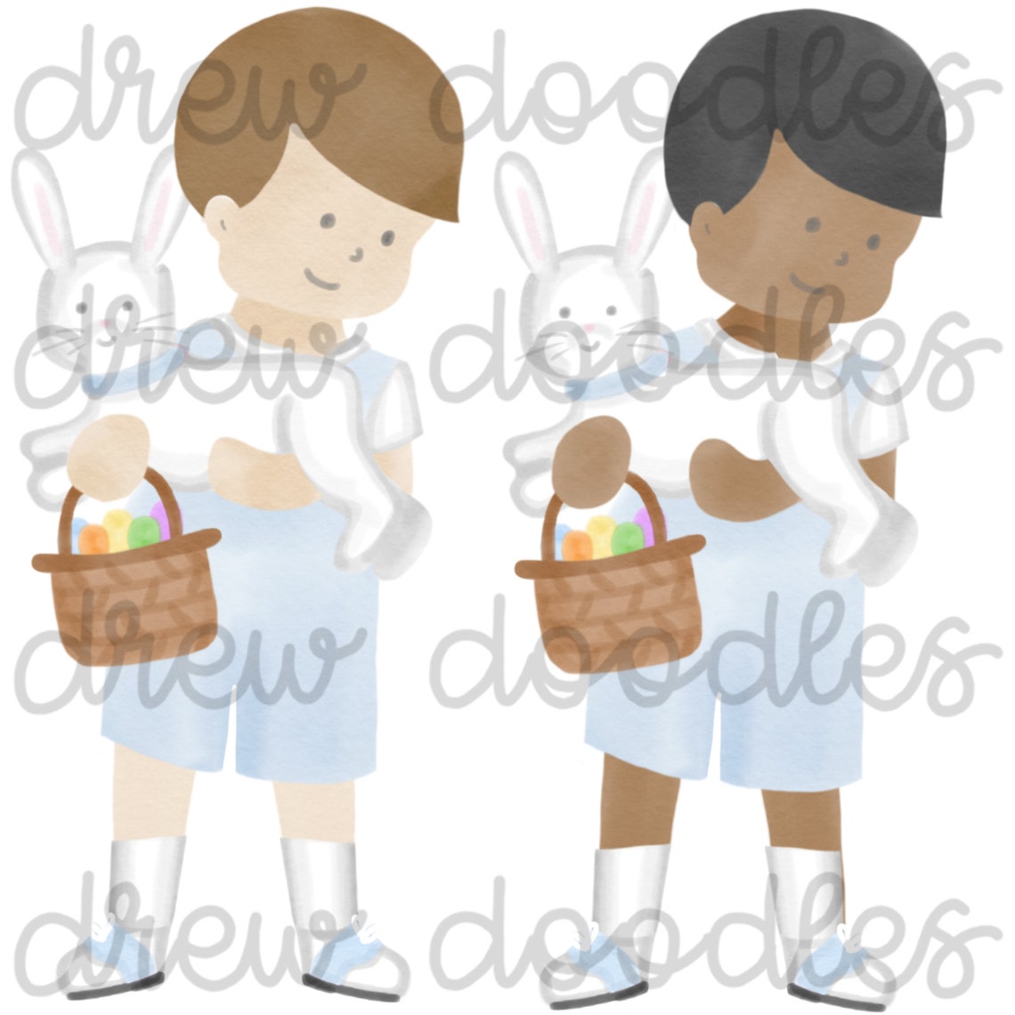 Watercolor Easter Boys Digital Clip Art Set- Instant Download - Etsy