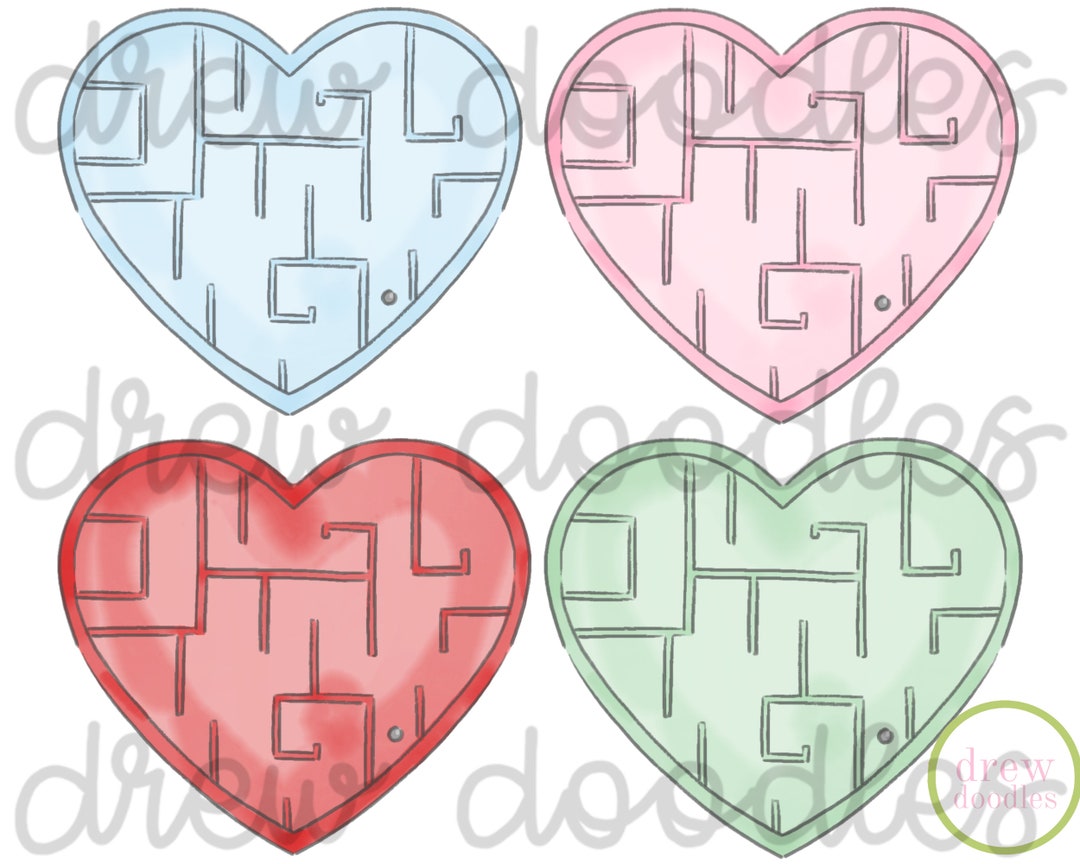 Watercolor Valentine's Day Mazes Digital Clip Art Set- Instant Download ...
