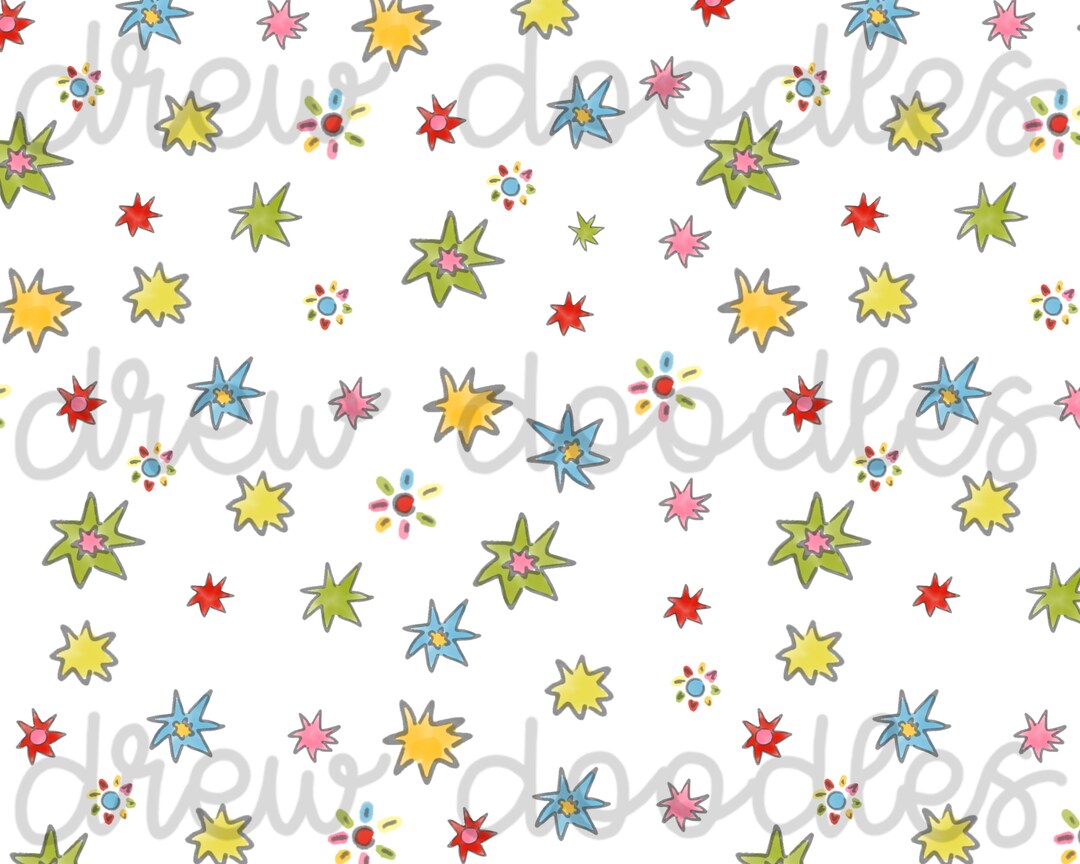 Watercolor Rainbow Stars Pattern Print Digital Papers Backgrounds 4x4 ...