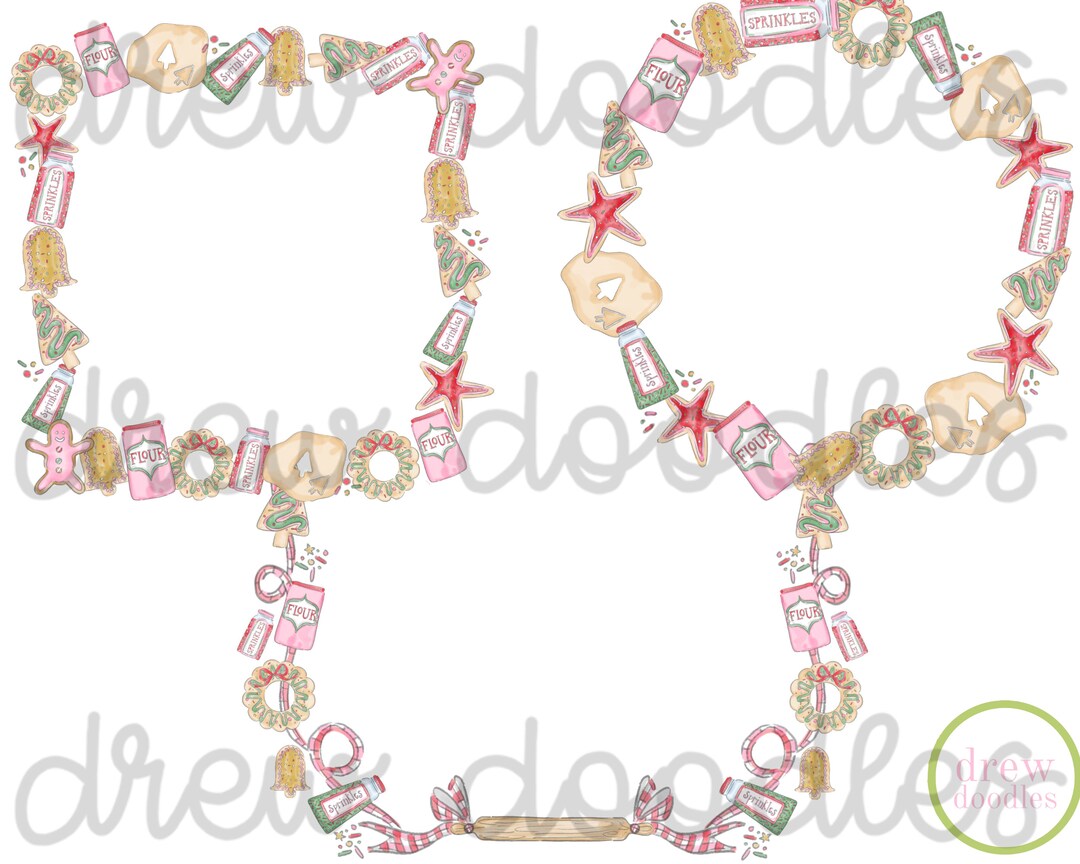 Watercolor Christmas Cookies Baking Frames Digital Clip Art Set ...