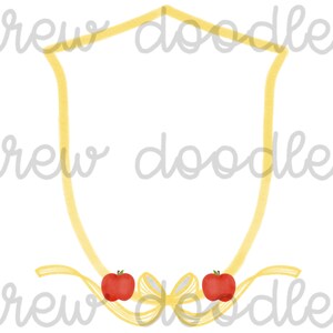 Watercolor Bow Yellow Apple Crest Digital Clip Art Set Instant Download ...