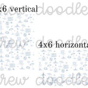 Watercolor Blue Beach Coastal Toile Print Digital Papers Backgrounds ...