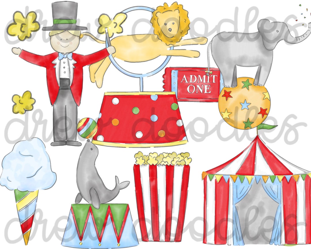 Watercolor Circus Digital Clip Art Set- Instant Download - Etsy