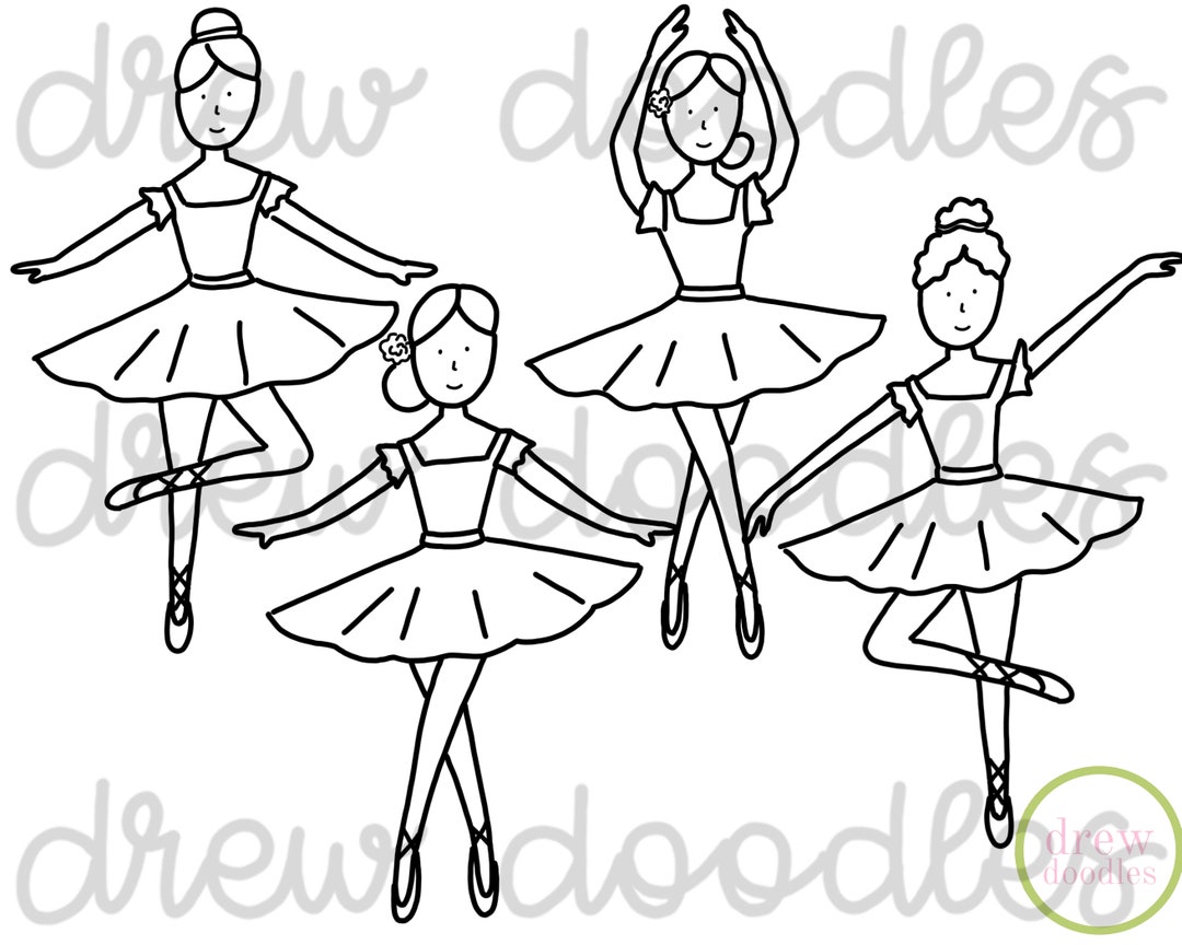 Watercolor Black and White Ballet Ballerina Digital Clip Art Set ...