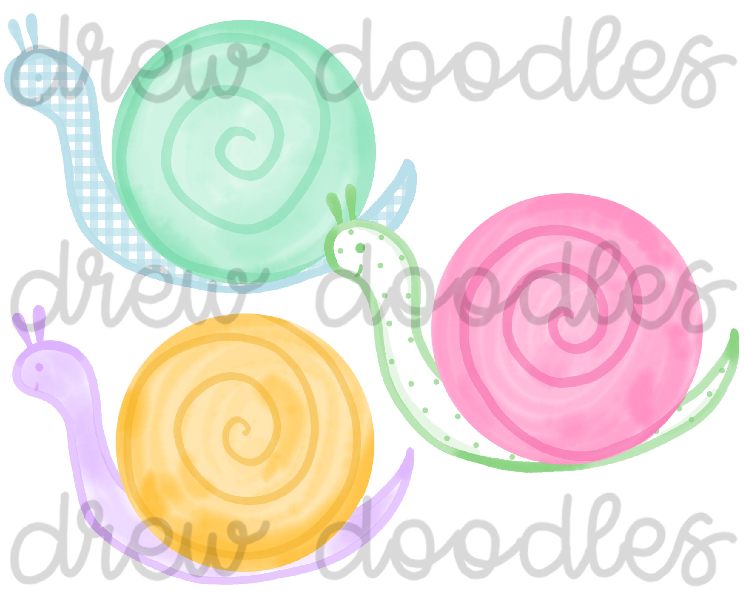 Watercolor Snails- Digital Clip Art Set- Instant Download - Etsy