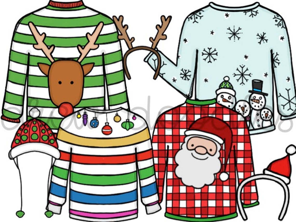Tacky Christmas Sweater Digital Clip Art Set Instant Download - Etsy