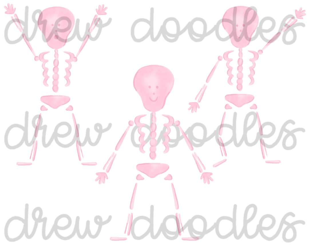 Watercolor Pink Skeletons Digital Clip Art Set- Instant Download - Etsy