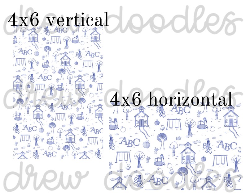 Watercolor Navy Blue School Toile Digital Papers Backgrounds - Etsy