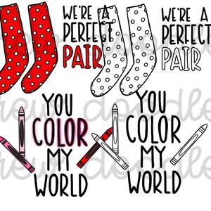 Valentine's Day Sayings Digital Clip Art Set- Color and Black Line ...