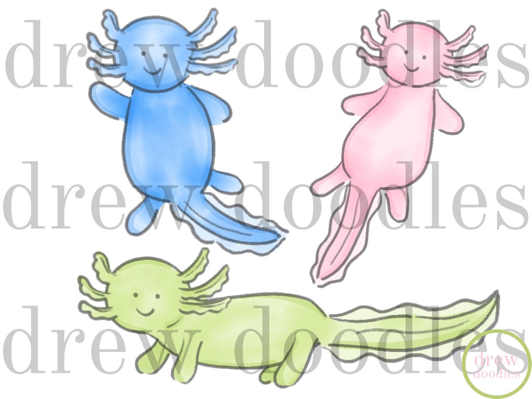 Watercolor Axolotl Digital Clip Art Set- Instant Download - Etsy