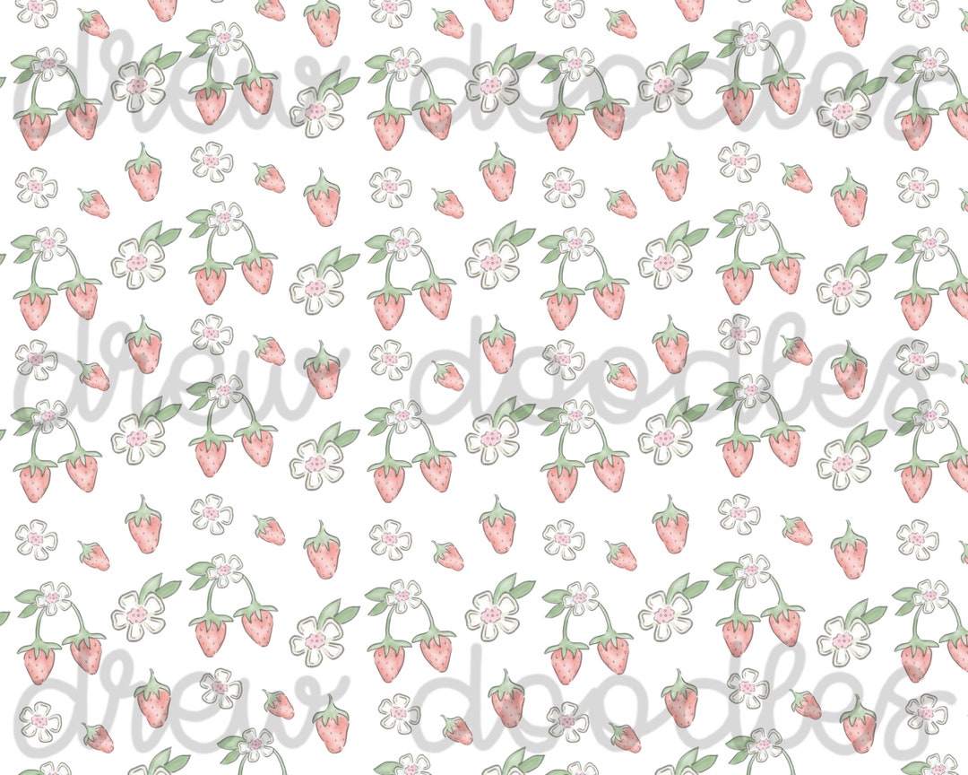 Watercolor Strawberry Print Pattern 2 Digital Papers Backgrounds 4x6 ...