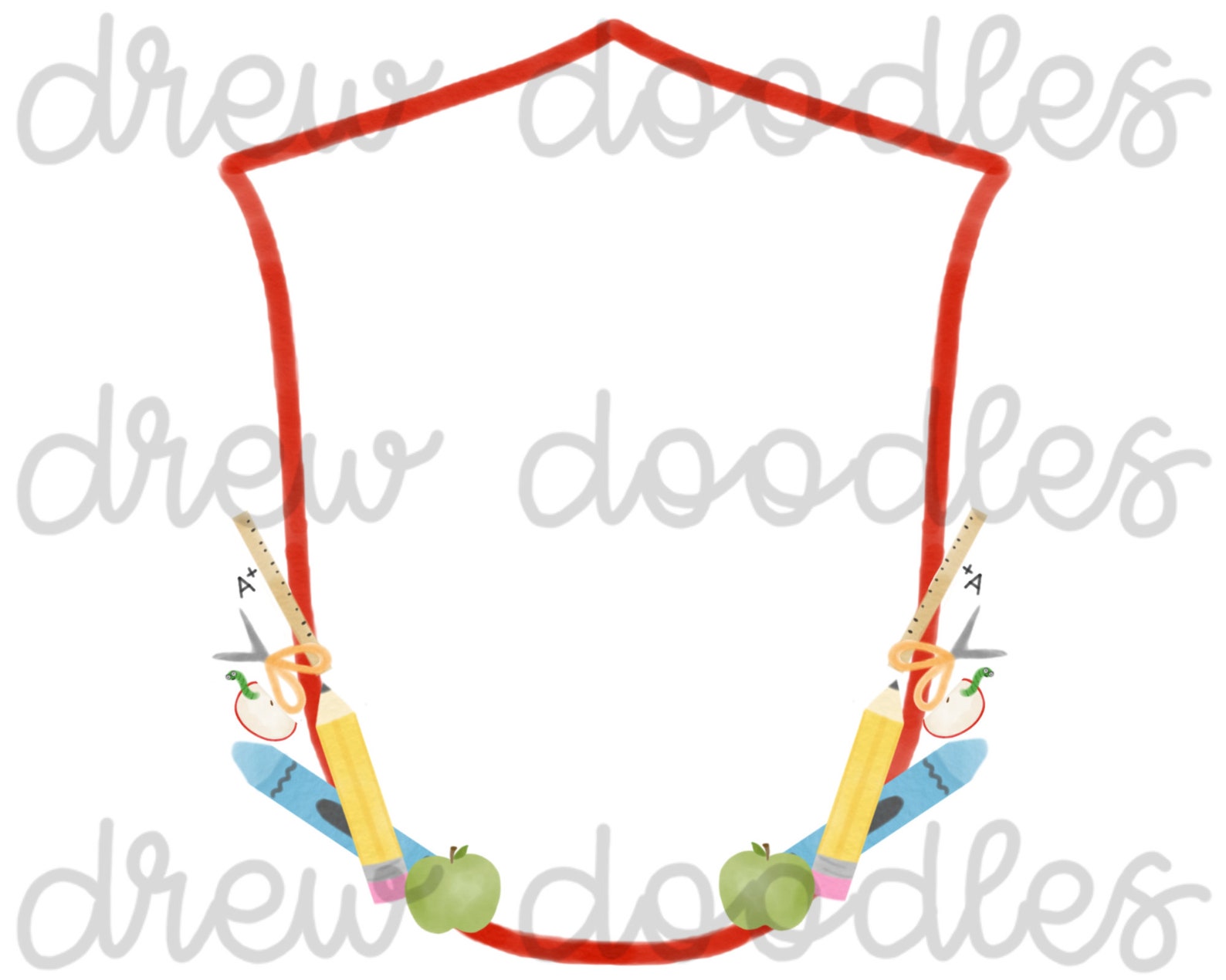 Watercolor Red Back to School Crest for Monogram Digital Clip - Etsy