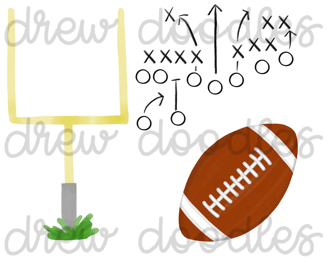 Watercolor Football- Digital Clip Art Set- Instant Download - Etsy