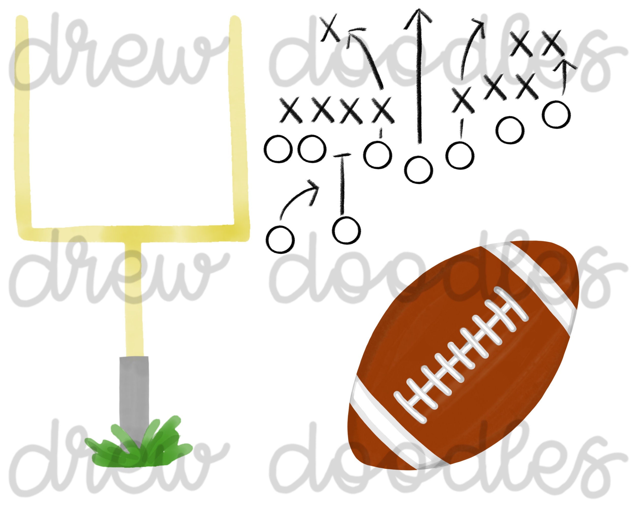 Watercolor Football Digital Clip Art Set Instant Download - Etsy