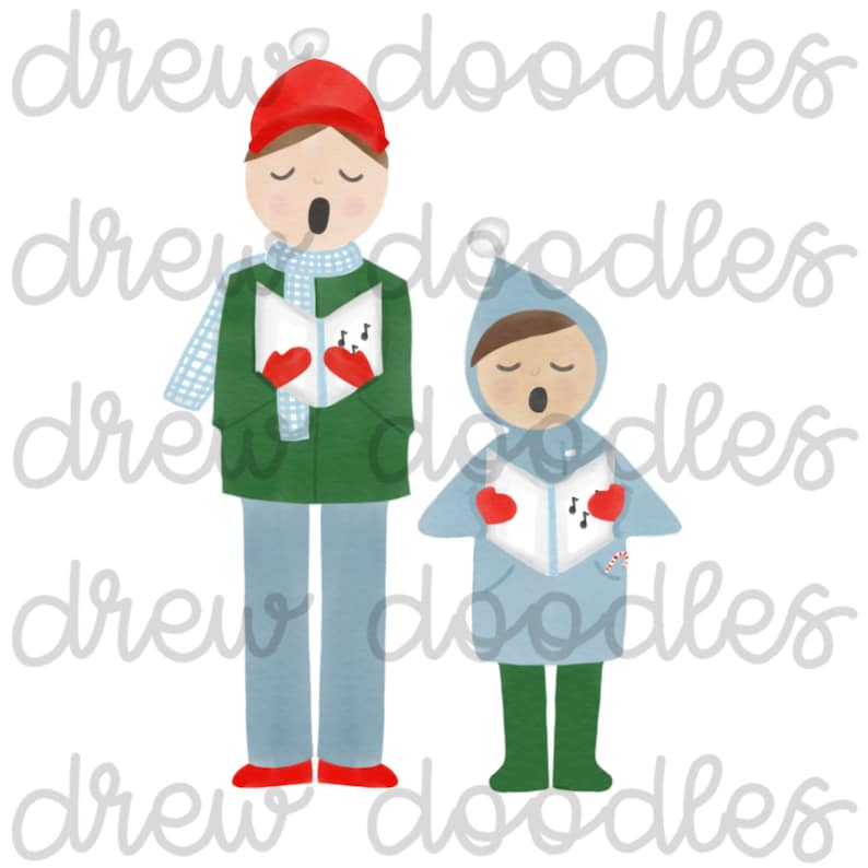Watercolor Vintage Christmas Carolers Digital Clip Art Set | Etsy